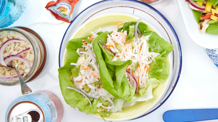 Mock Crab Salad Wraps Jamie Geller
